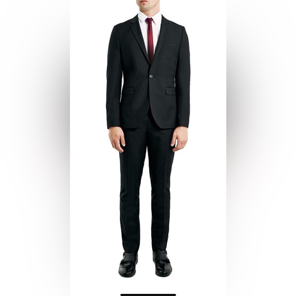 Topman | Suits & Blazers | Mens Topman Skinny Fit Black Onebutton Suit ...